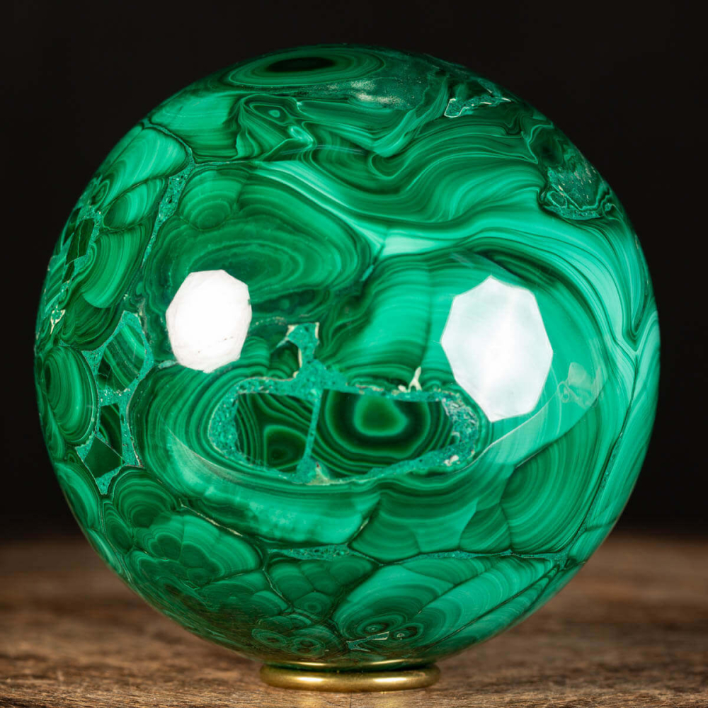Carved Malachite Sphere - MAC-203